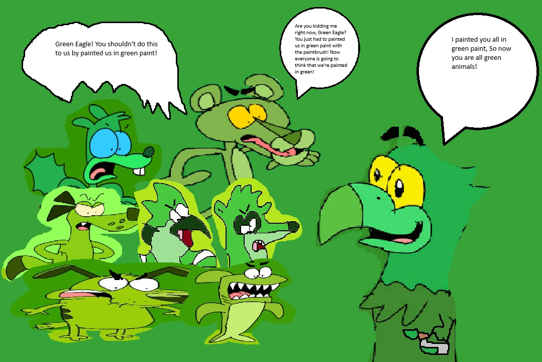 Green Eagle's Green Paint of Animals by SidabatheToonLord (DeviantArt stuff) | Fan art Fun Wiki ...