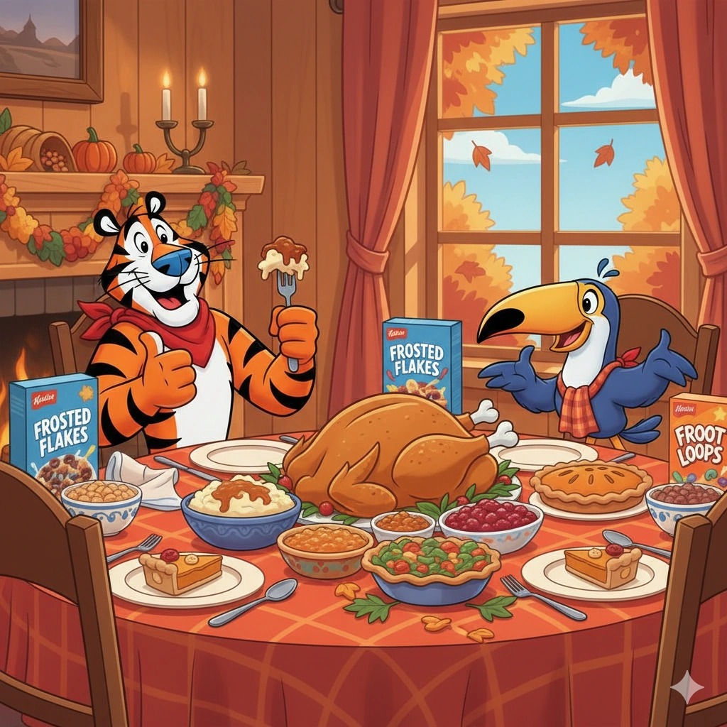 Tony the Tiger and Toucan Sam's Thanksgiving feast (Gemini) by MaxietheFox2005 (DeviantArt stuff ...