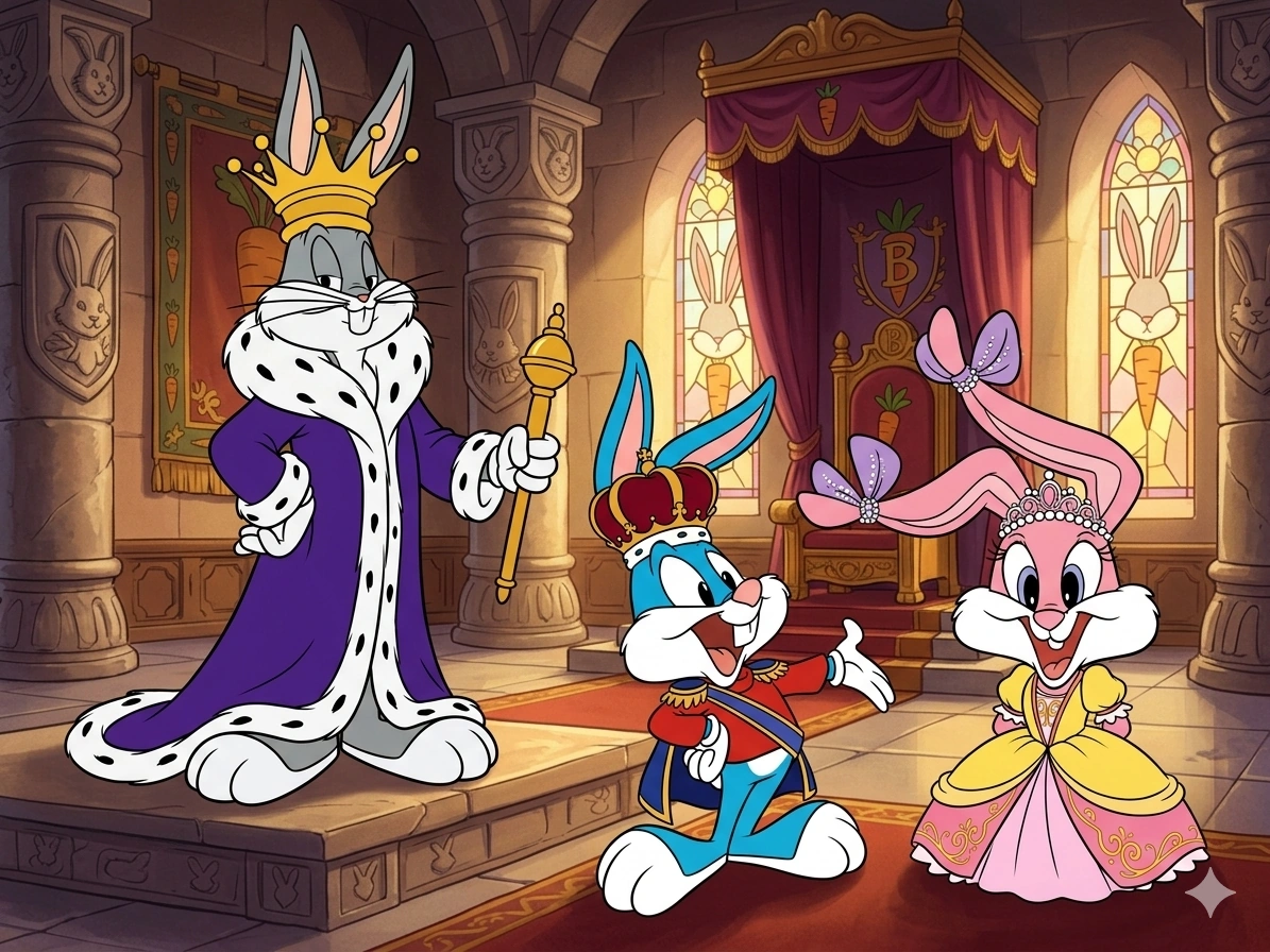 King Bugs Bunny with Little Prince Buster Bunny and Little Princess ...