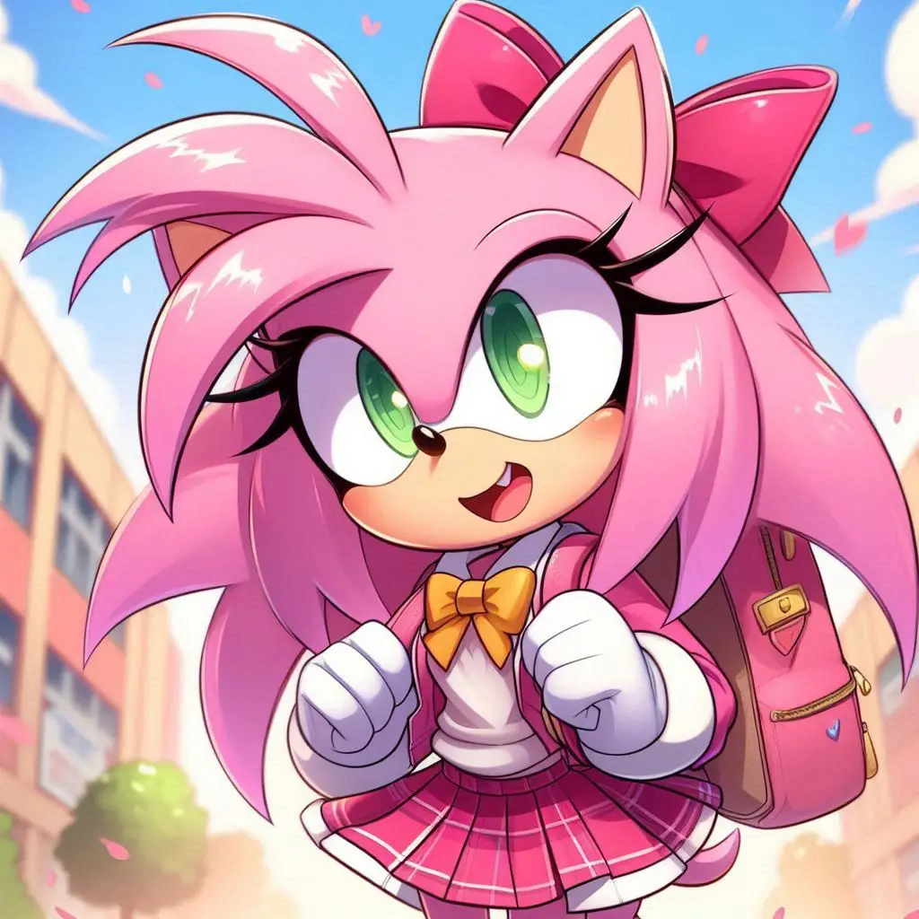 Amy Rose as a school girl (Bing AI) by MaxietheFox2005 (DeviantArt stuff) | Fan art Fun Wiki ...