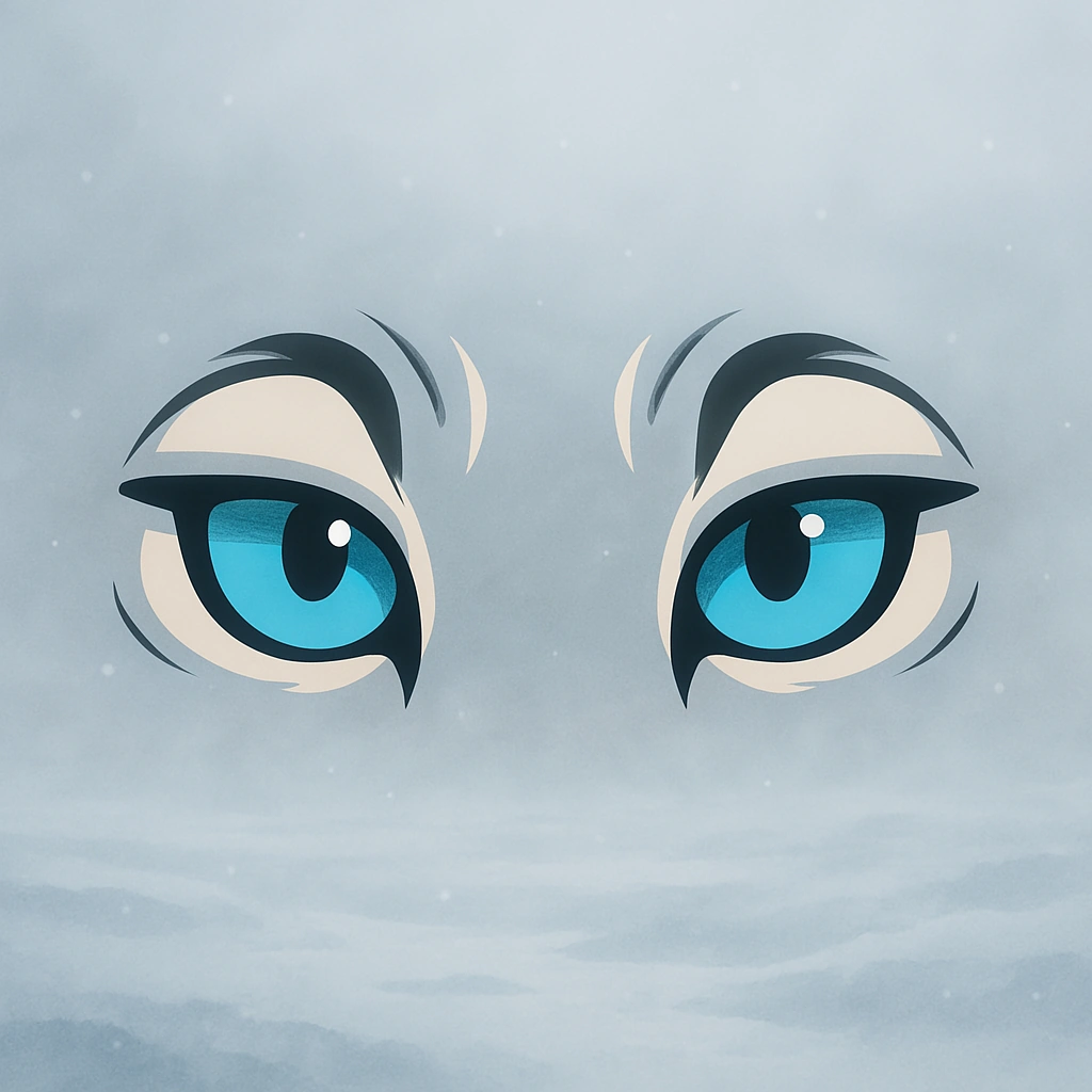 Snow leopard eyes in the snowy foggy background (Copilot AI stuff ...