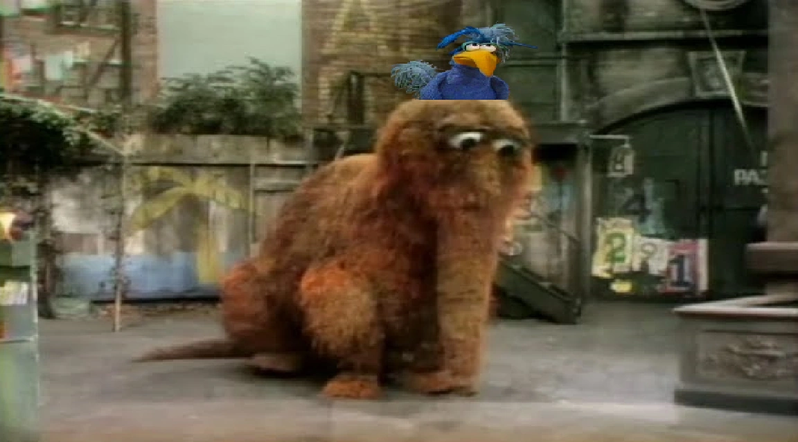 Mel Bird Riding on Mr. Snuffleupagus (Muppet Wiki stuff) | Fan art Fun ...
