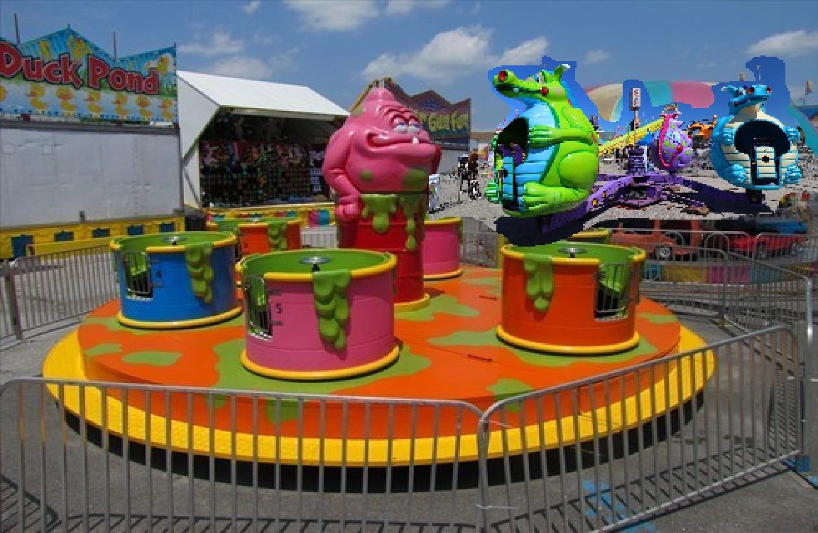 Unattracted Slime Bucket rides in language fairgrounds (Amusement Park ...