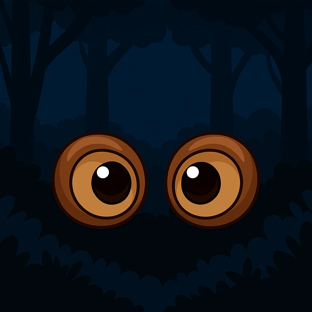 Big bear eyes in the dark with the forest background (Copilot AI stuff ...