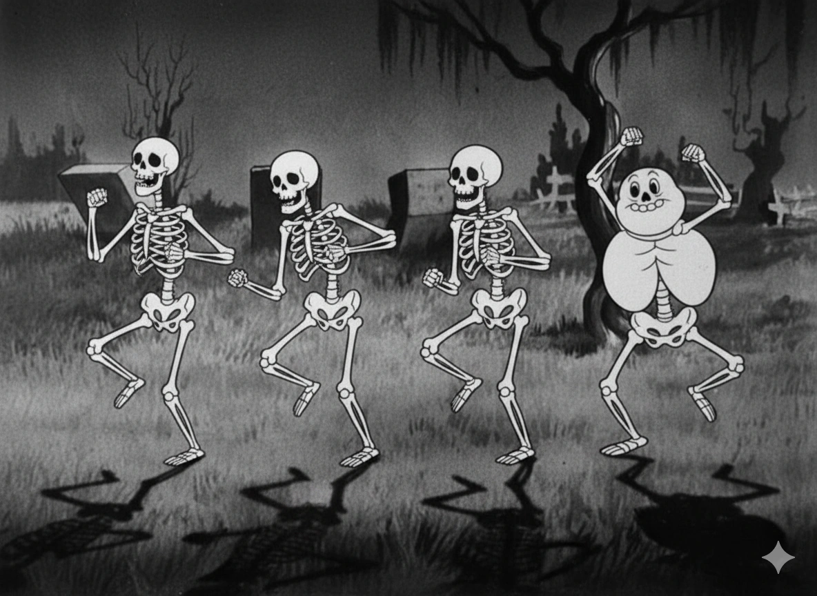 The Skeleton Dance (1929) and Skeleton Frolic (1937) crossover (Gemini ...