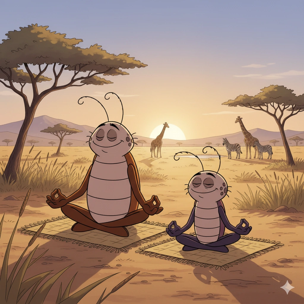 Rube Roach and Reg Roach are doing a meditation at africa (Gemini ...