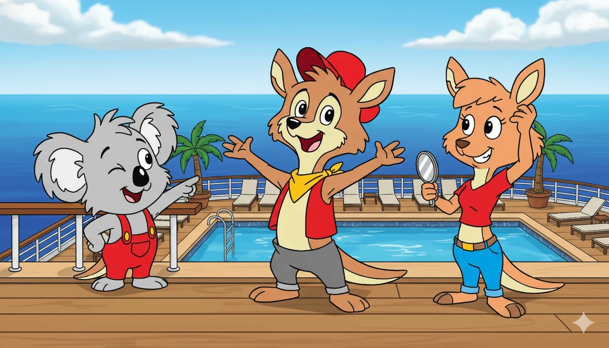 Skippy the Kangaroo, Matilda Roo and Blinky Bill in the Cruise Ship ...