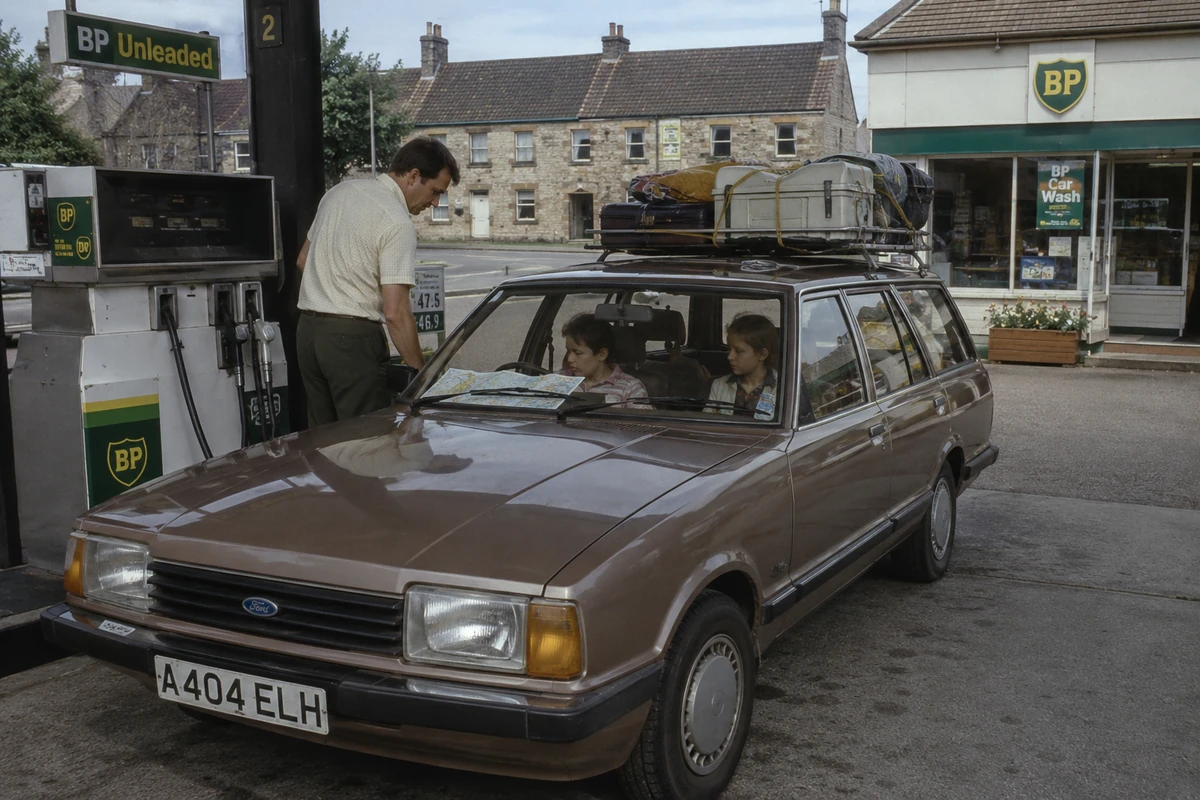 Family car holiday refuel (photographer made in British Isles region ...