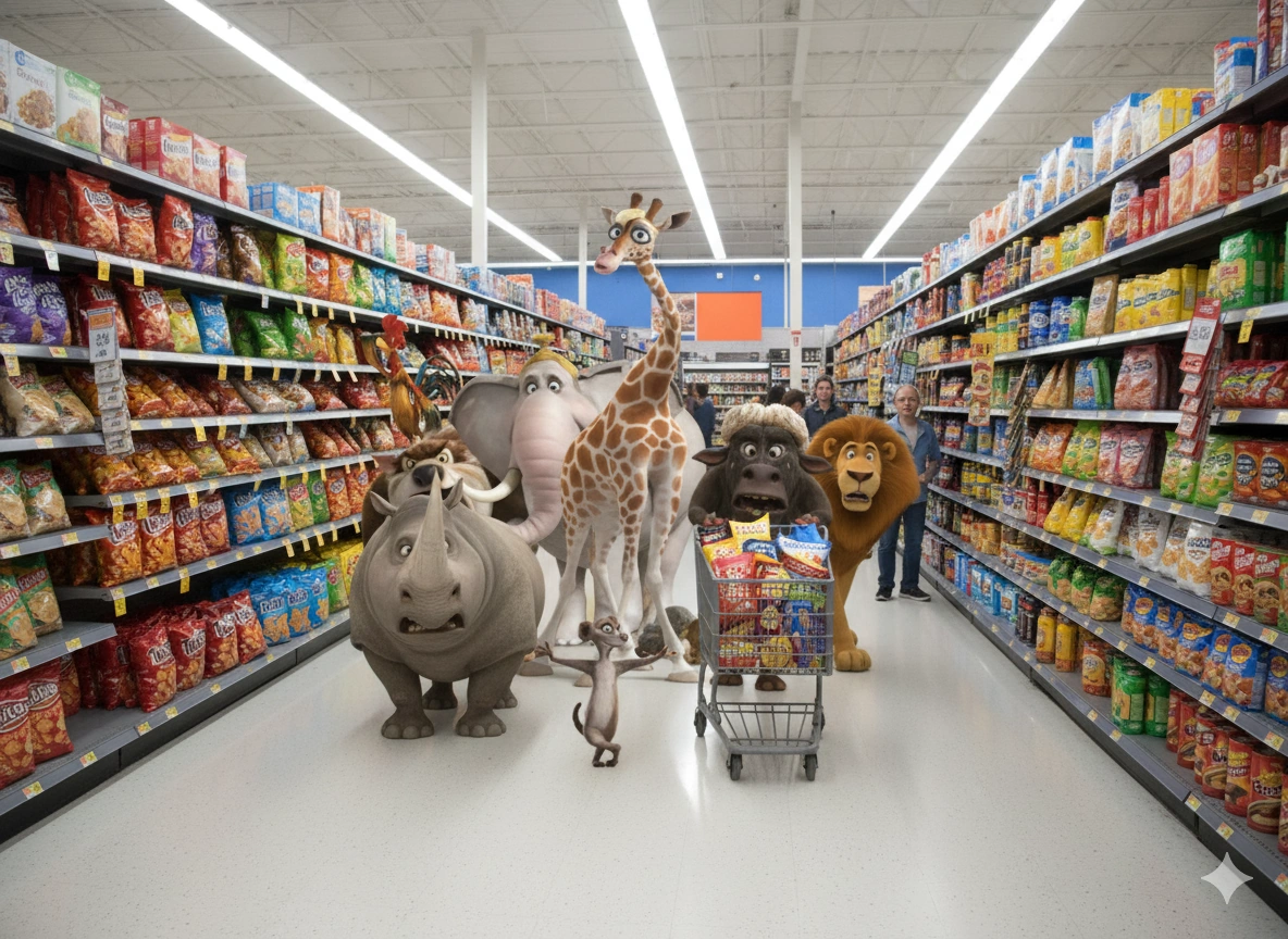Animals United characters are walking in Walmart Supermarket | Fan art ...