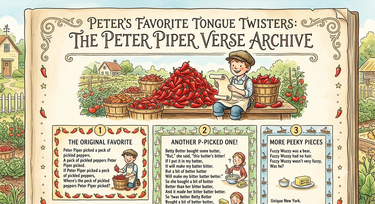 Peter's favorite tongue twisters (Peter Piper verse archive stuff ...