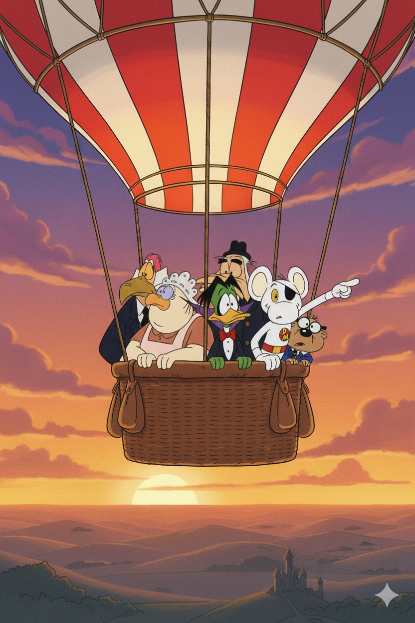 Count Duckula, Nanny, Igor, Danger Mouse and Penfold are all sitting on ...