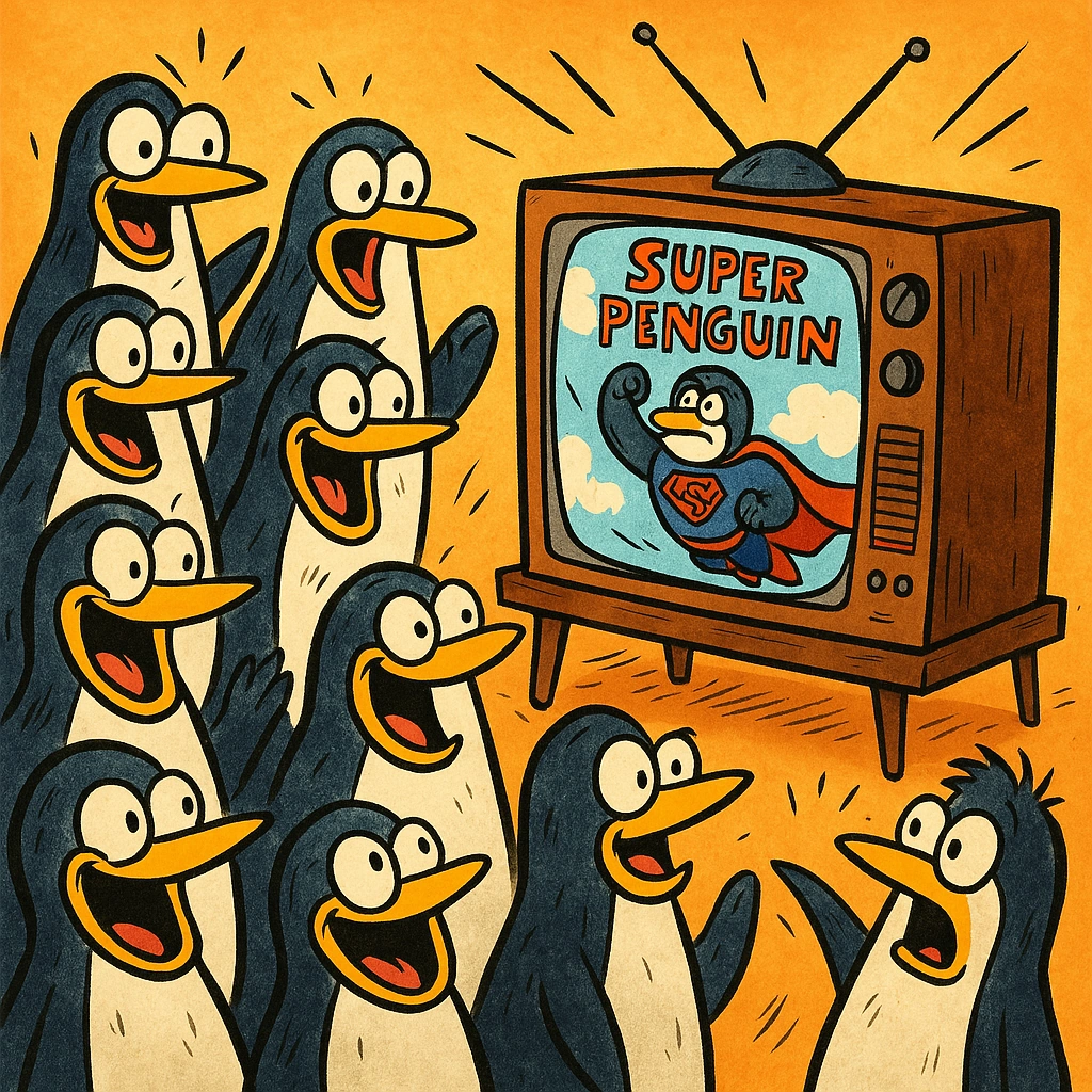 Penguins watching TV (Copilot AI stuff) | Fan art Fun Wiki | Fandom