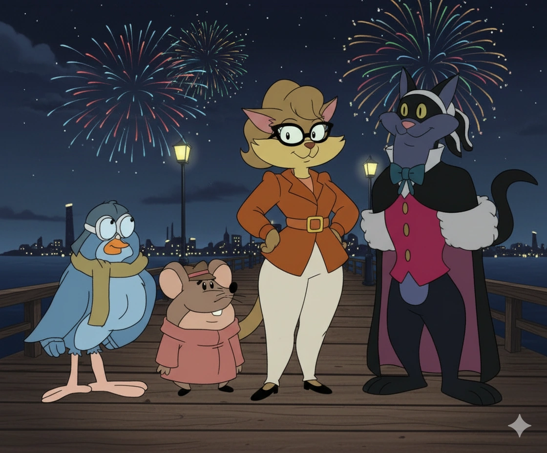 Fantomcat, Tabitha Wildcat, MacDuff the Mouse and Lindbergh the Pigeon ...