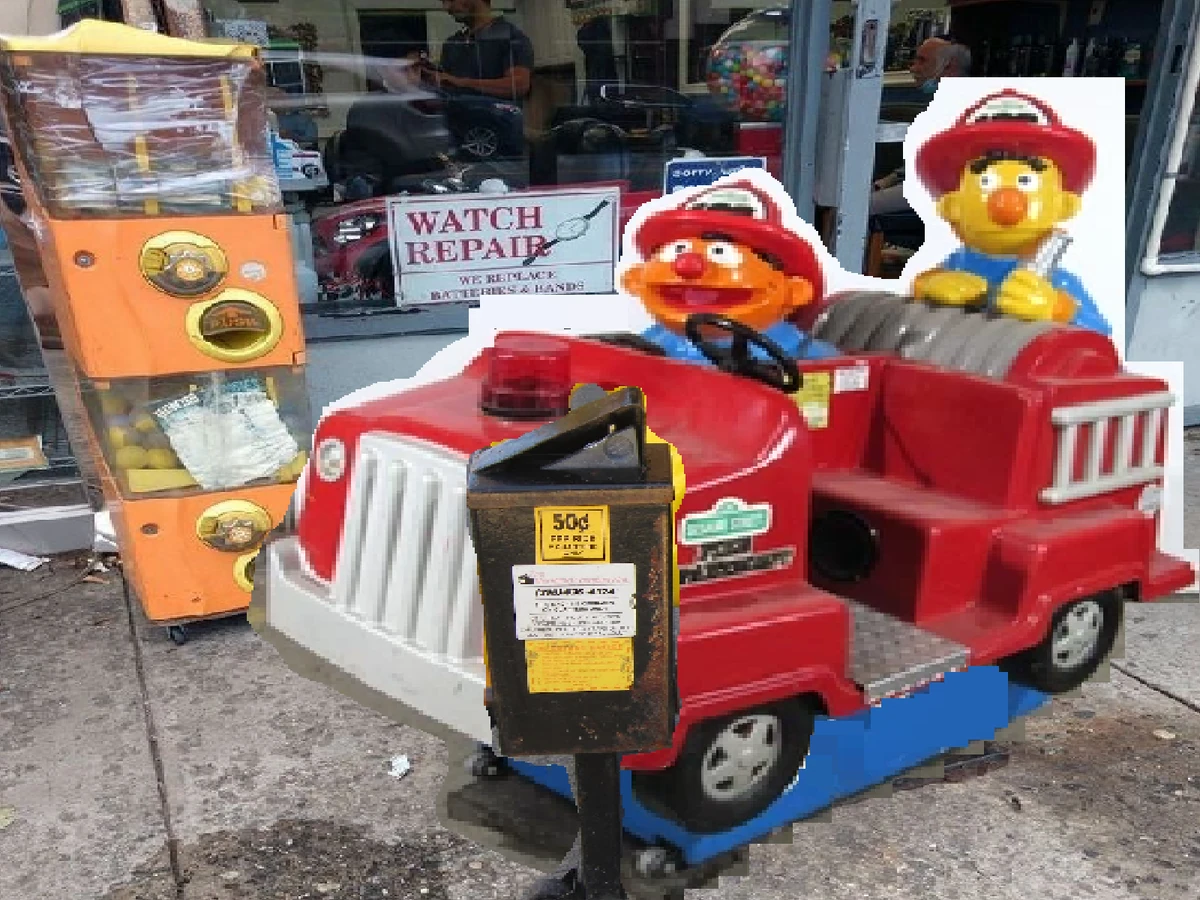 Coin operated kiddie ride - Ernie and Bert ride (fire truck, only works ...