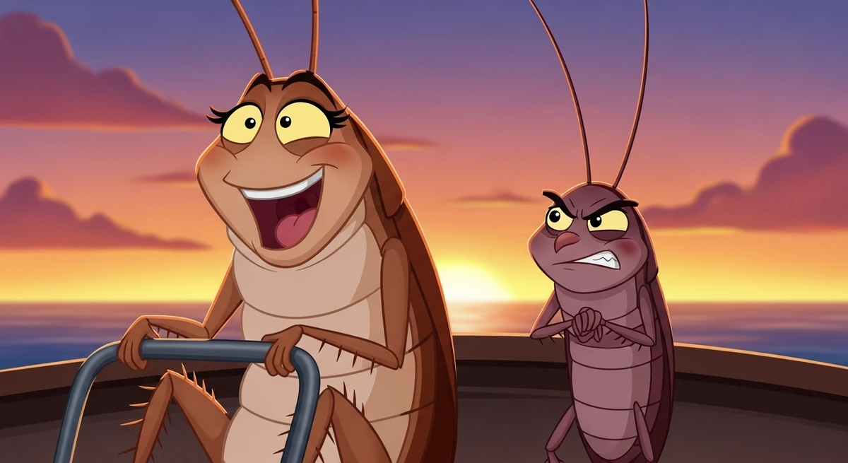 Rube Roach and Reg Roach are riding in the boat to sees the sunset ...