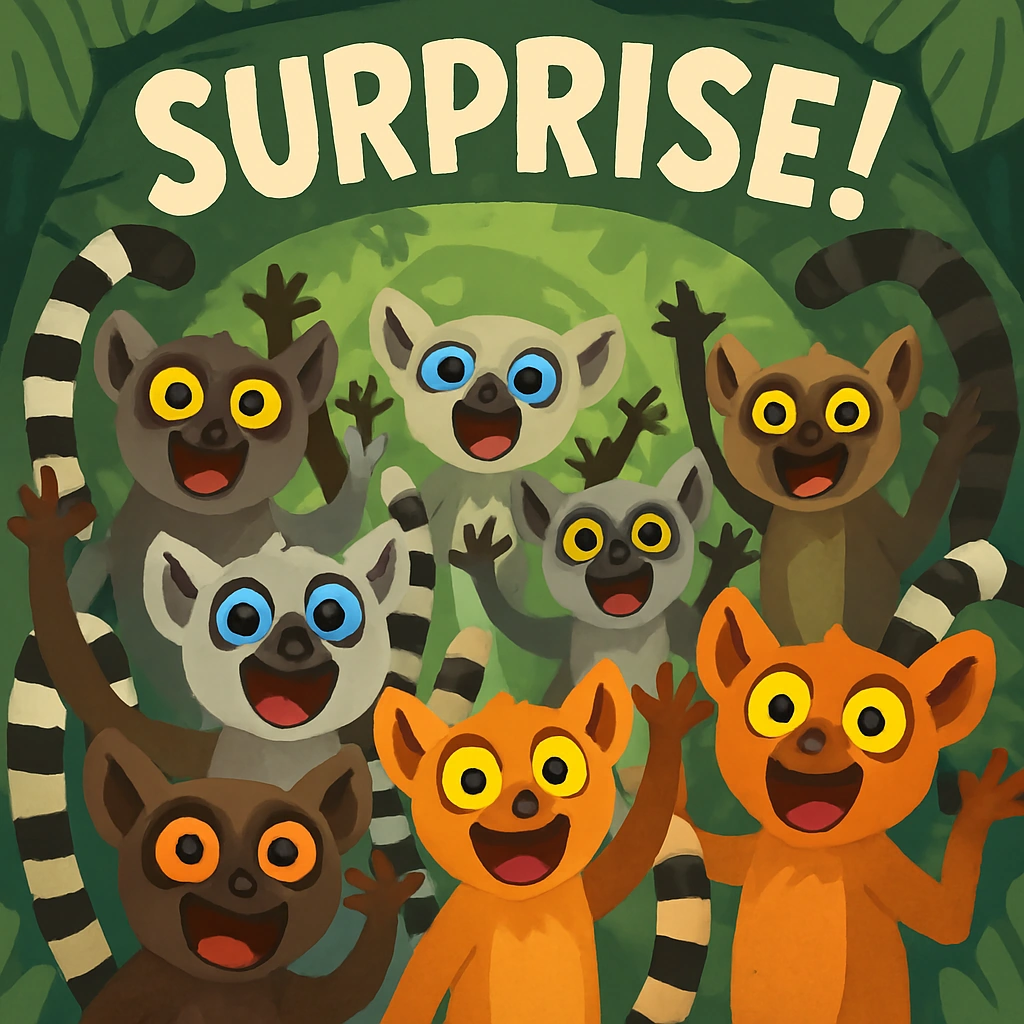 A lemur surprise party II (Copilot AI stuff) | Fan art Fun Wiki | Fandom