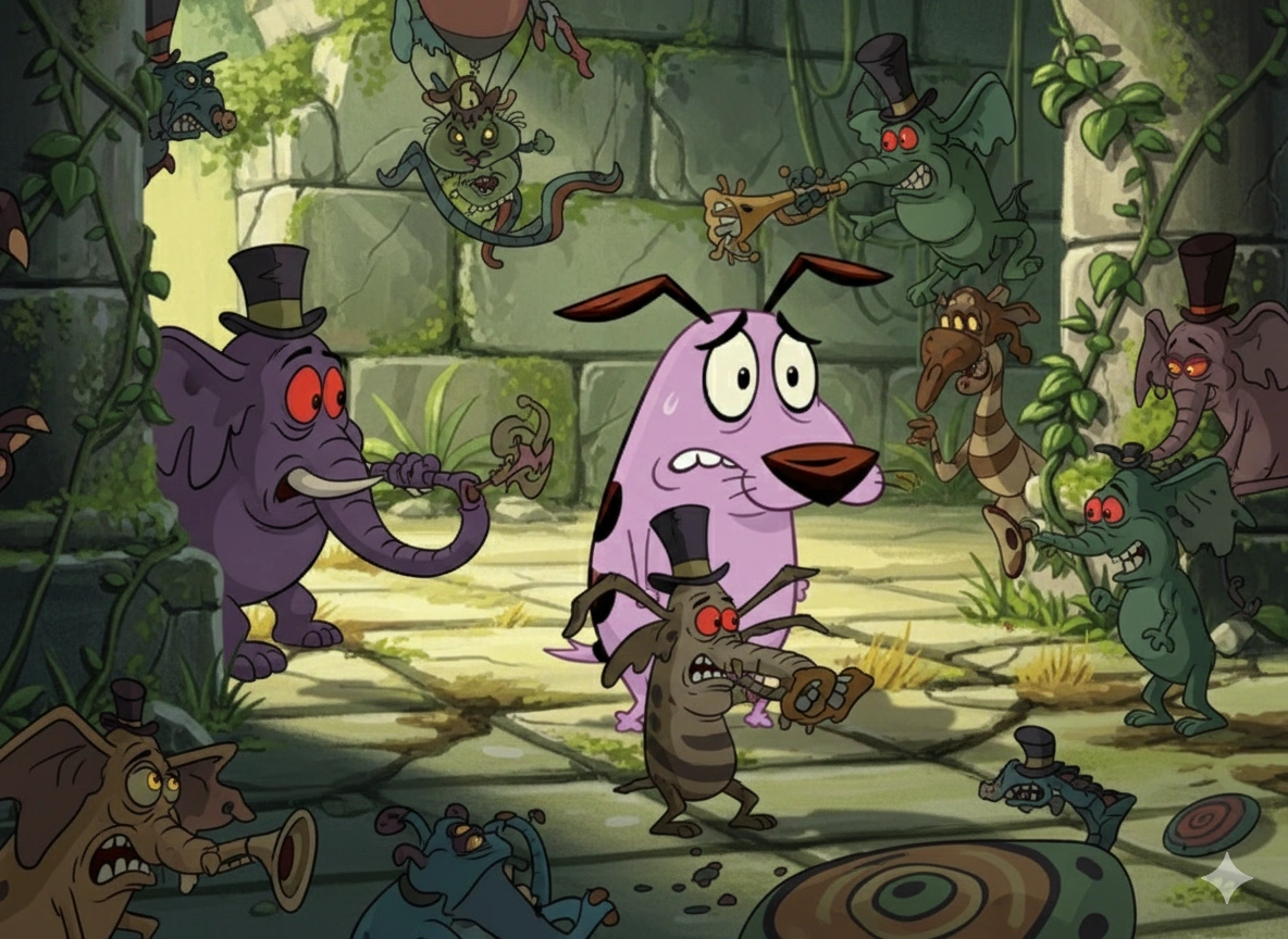 Courage the Cowardly Dog's nightmare of Heffalumps and Woozles (Gemini ...