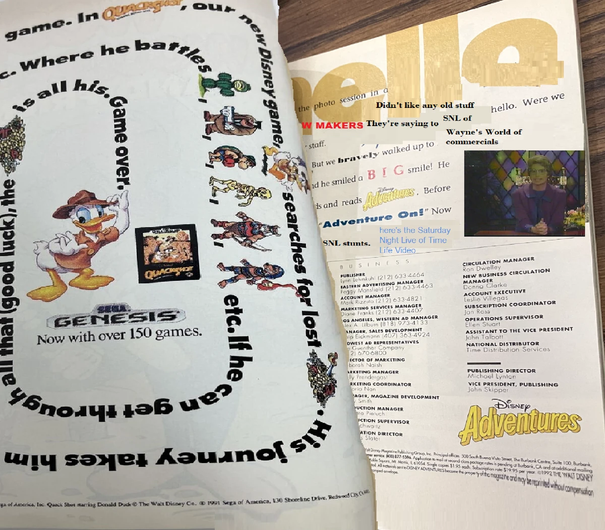 Disney Adventures - July 1992 Magazine (page cover, exclusive page ...