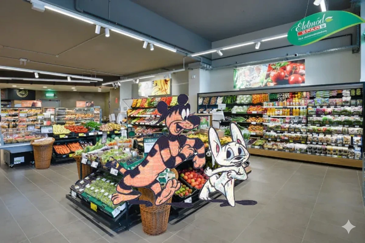 Crusader Rabbit and Ragland T. Tiger are walking in SPAR Supermarket ...