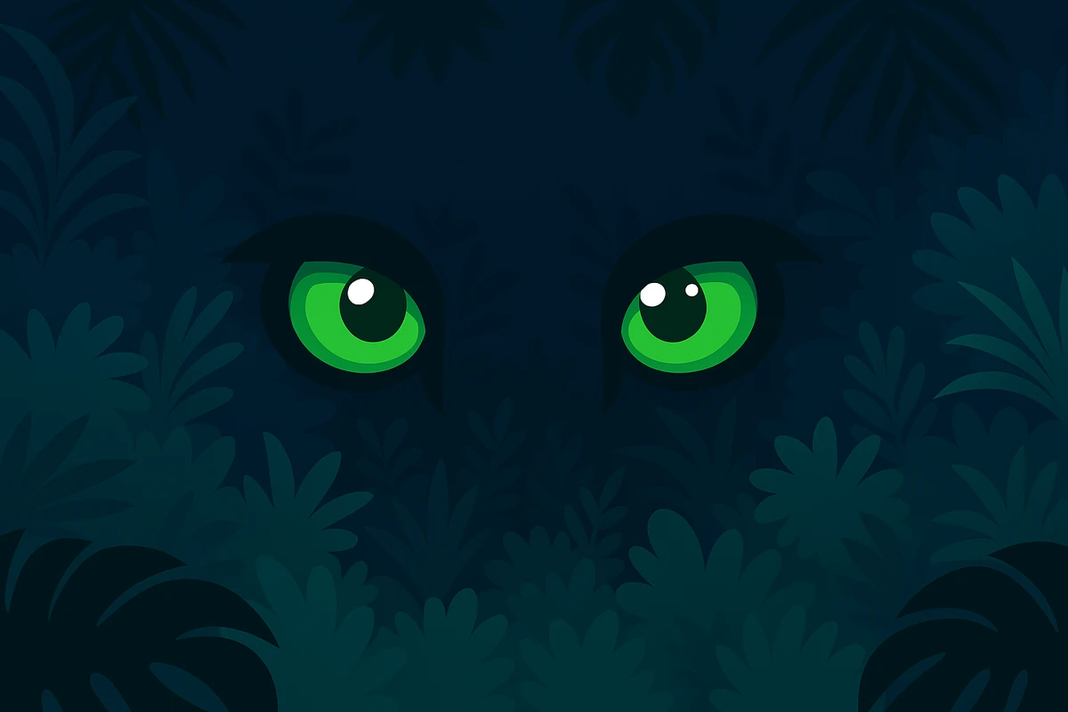 Big tiger eyes in the dark with the jungle background (Copilot AI stuff ...