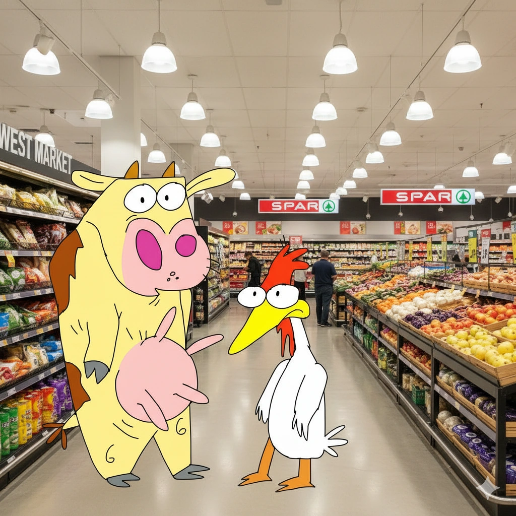 Cow and Chicken are walking in SPAR Supermarket | Fan art Fun Wiki | Fandom