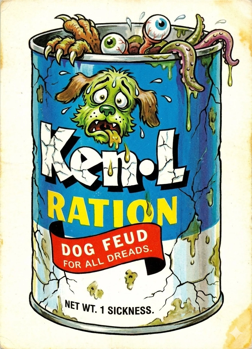 Ken-Ill (A parody dog food of Ken-L in Wacky Packages trading card ...