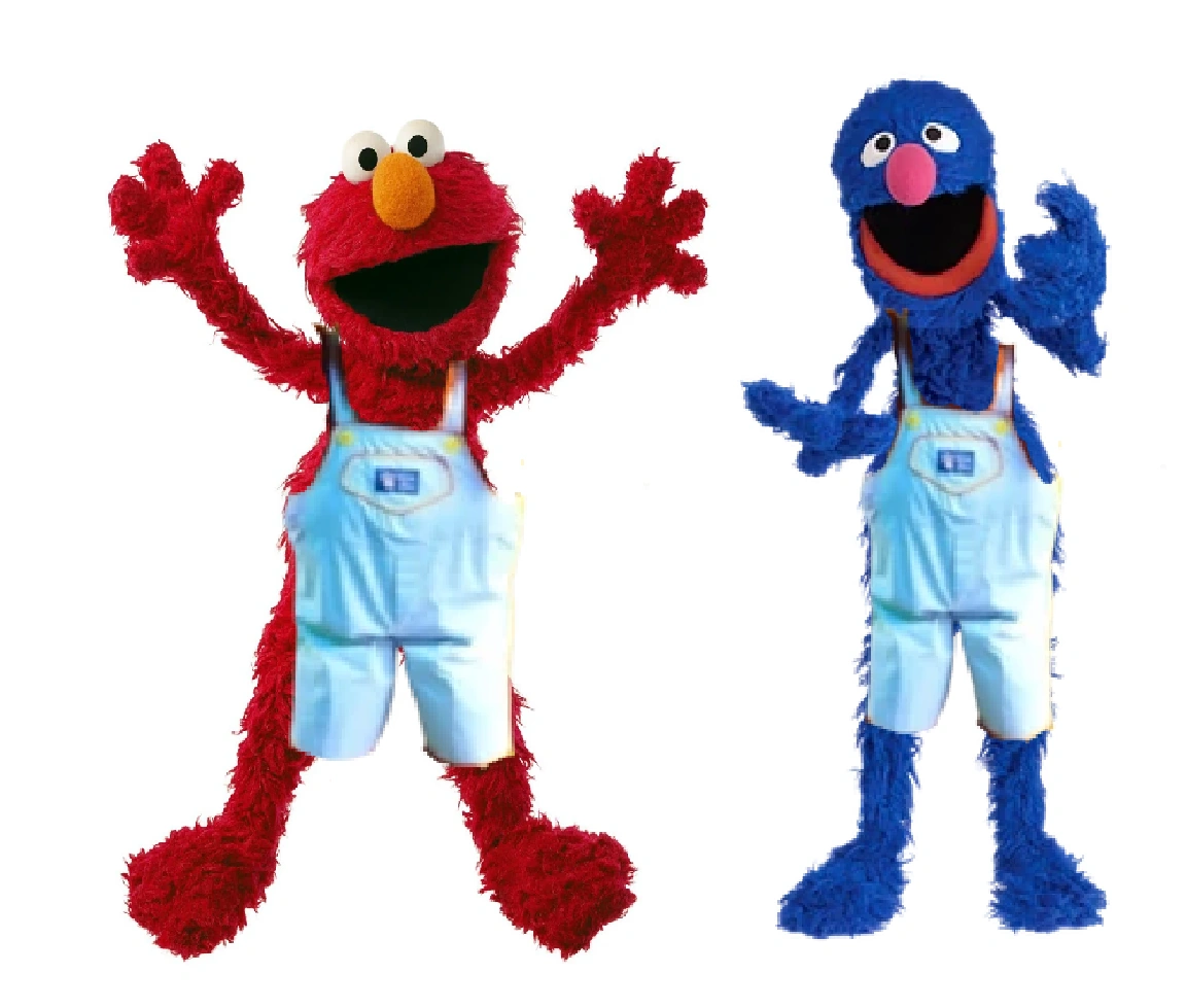 Elmo and Grover Wears Overalls | Fan art Fun Wiki | Fandom