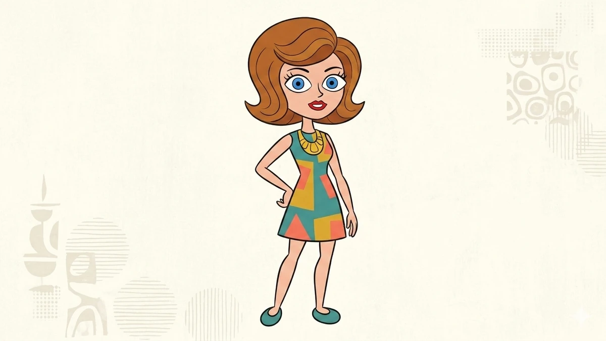 Retro modern cartoon styled female human character (Retro modern ...