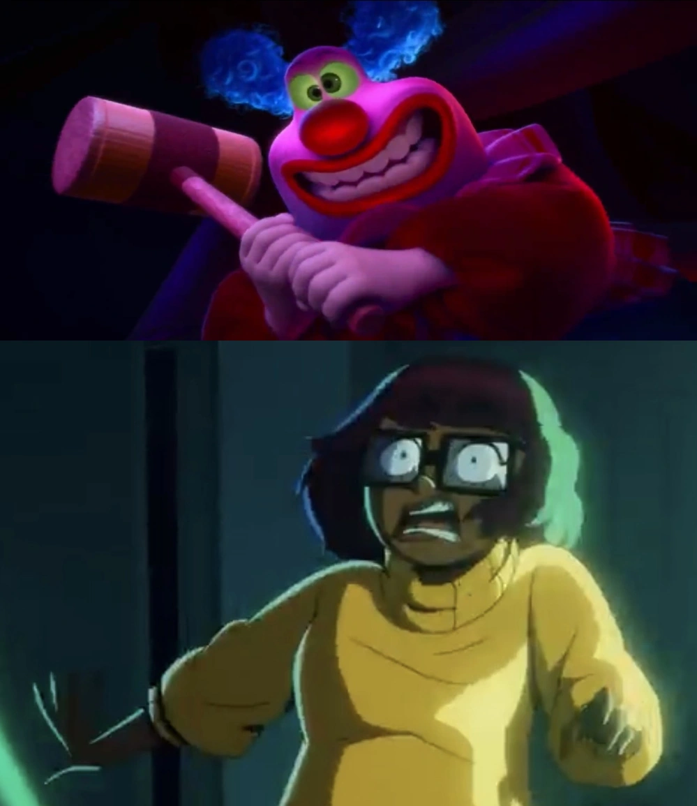 Velma Scared of Jangles the Clown by MaxietheFox2005 (DeviantArt stuff ...