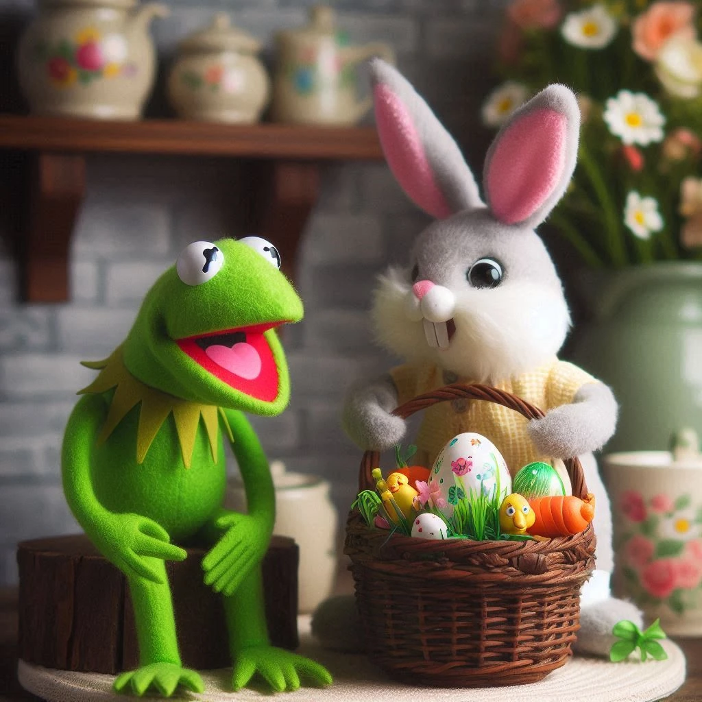 Kermit the Frog meets the Easter Bunny (AI stuff) | Fan art Fun Wiki ...