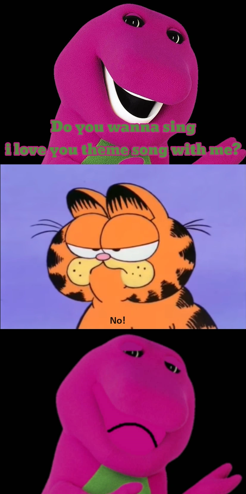 Garfield Says No to Barney by MaxietheFox2005 (DeviantArt stuff) | Fan ...