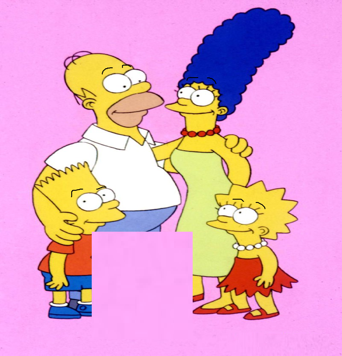 Homer Simpson Marge Simpson Lisa Simpson Maggie Simpson And Bart Simpson With Eyebrow By