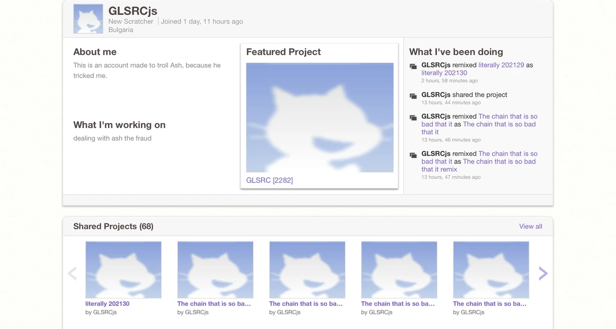 The worst Scratch account ever (R O B O R O A C H edition, part 1 ...