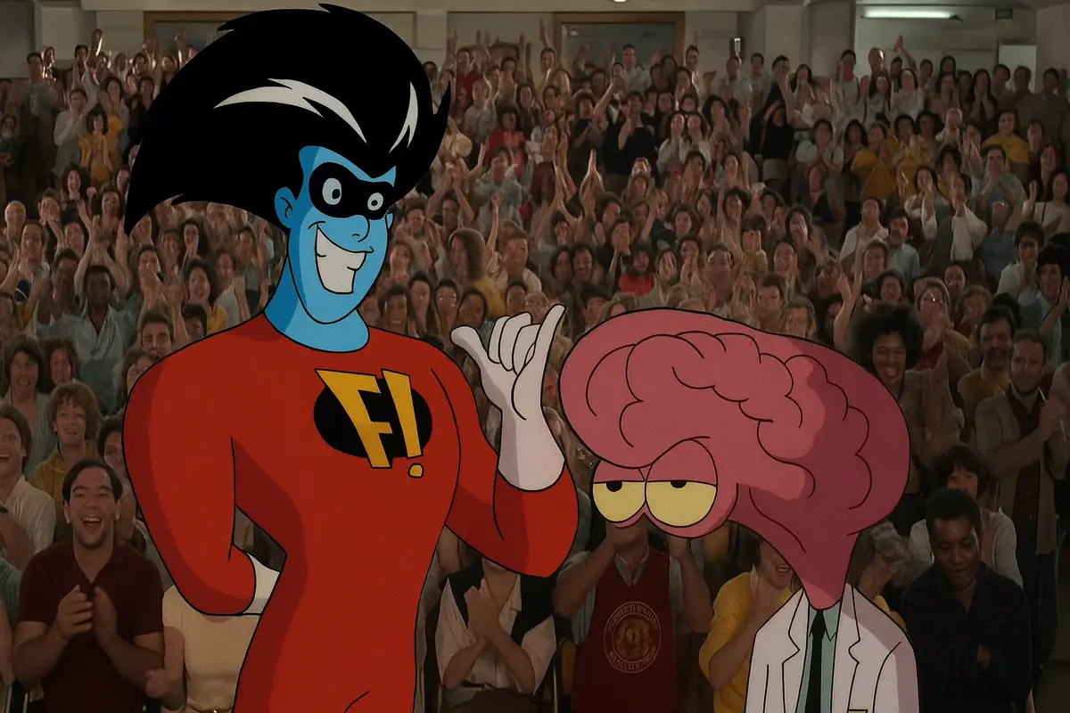 Freakazoid! and The Lobe in the live-action background by ...