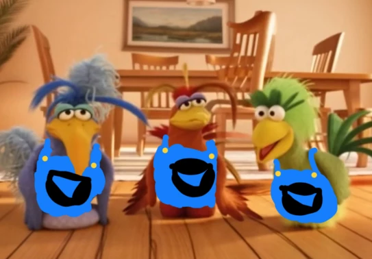 Mel, Harvey and Clyde birds wear overalls (Sora 2 alternate version ...