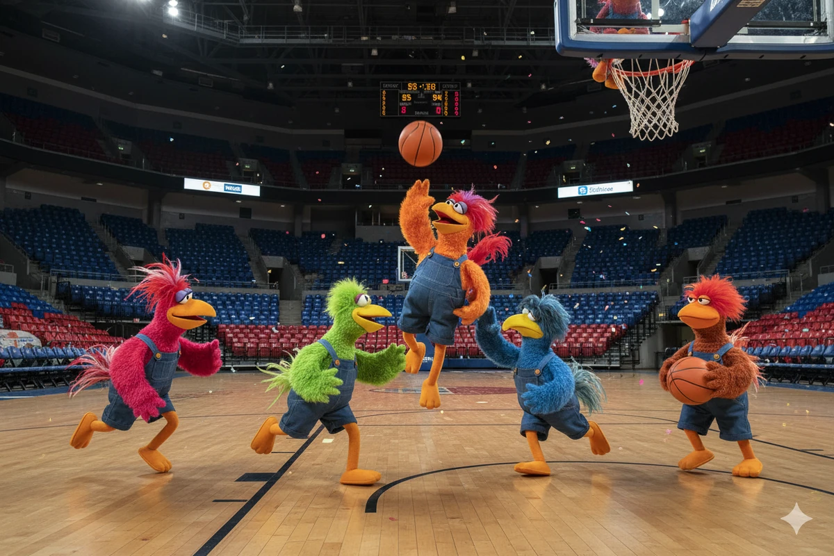 The Muppet Birds (are all in their sequel designs) are playing in ...