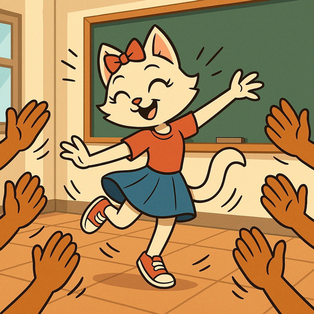 Teen cat dances with clapping teen animals cheered (Copilot AI stuff ...