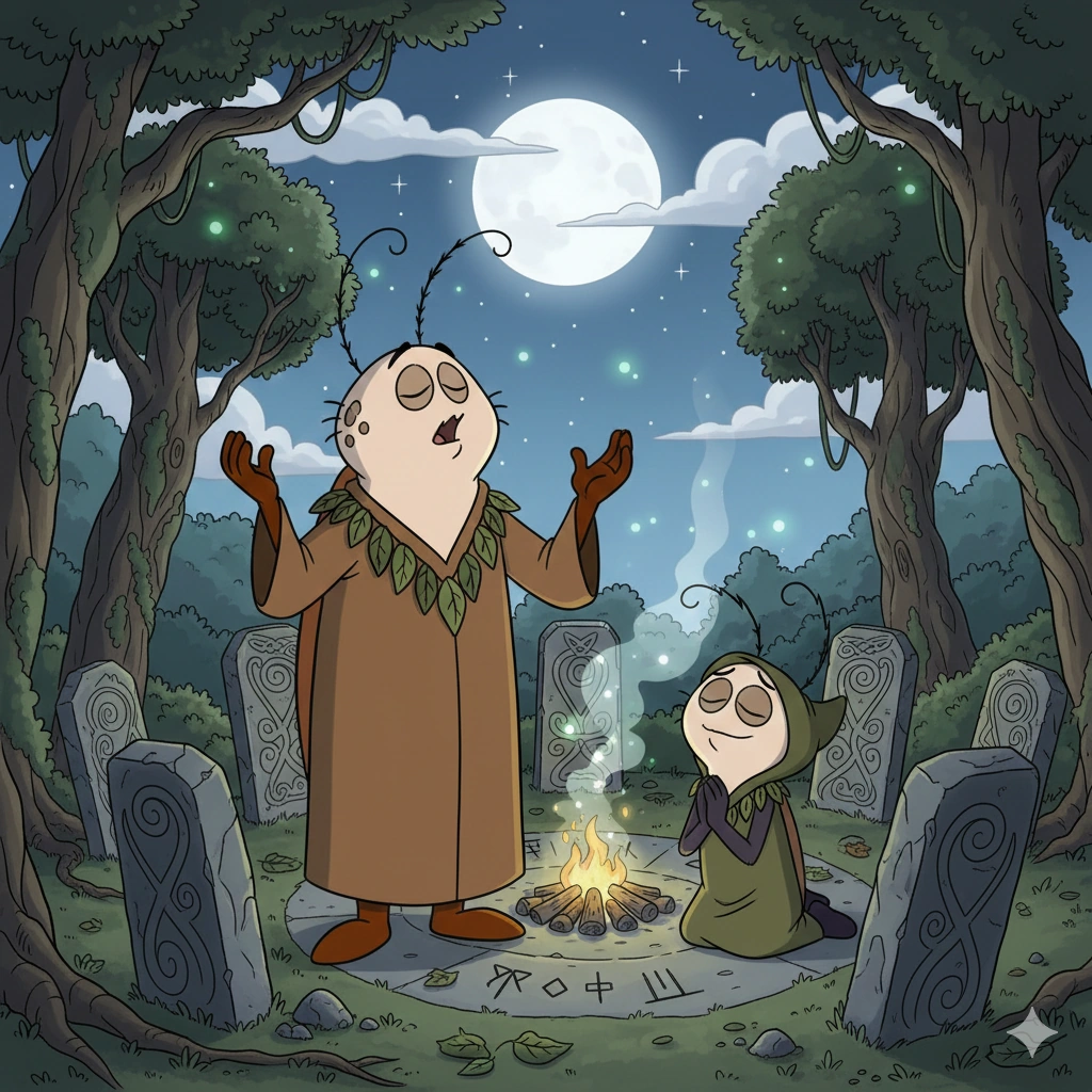 Rube Roach and Reg Roach are doing a druid ritual prayer at outside ...