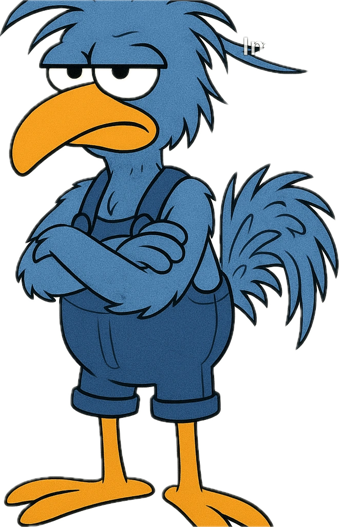 Mel Bird Wears Overalls standing mad | Fan art Fun Wiki | Fandom
