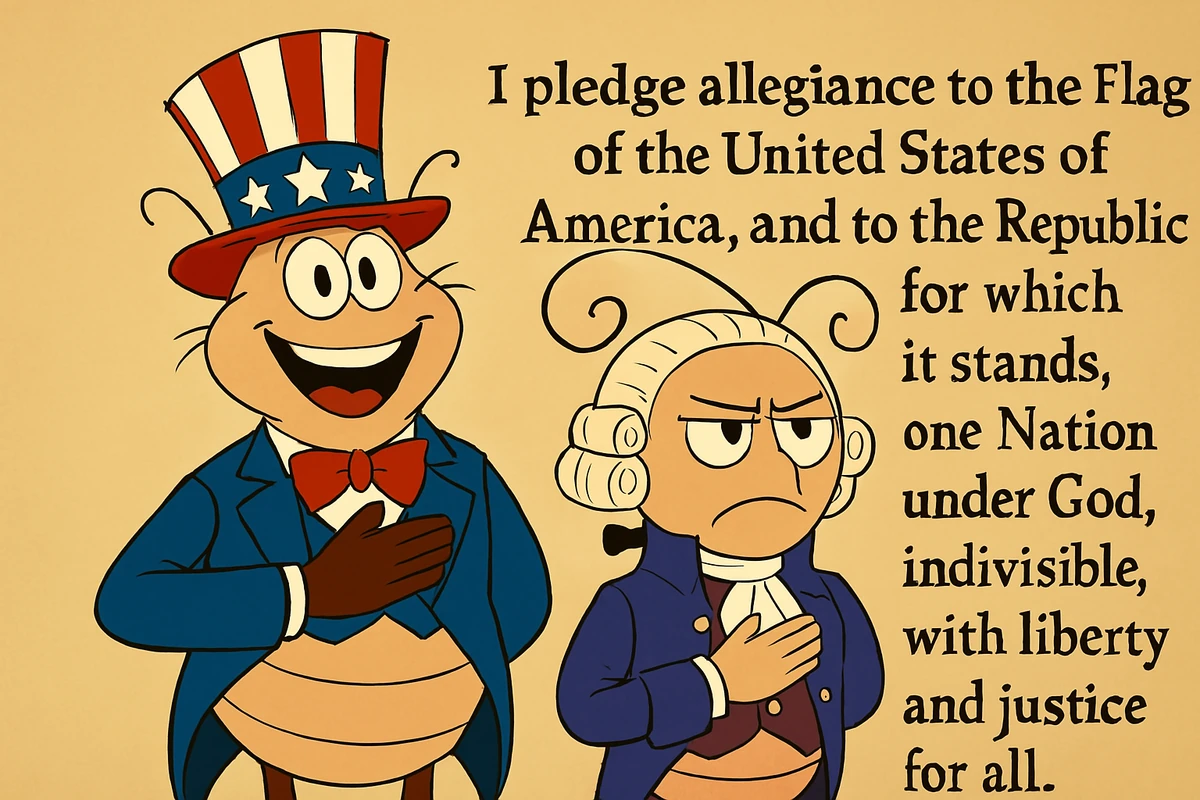 Uncle Sam Rube Roach and George Washington Reg Roach saying The Pledge ...