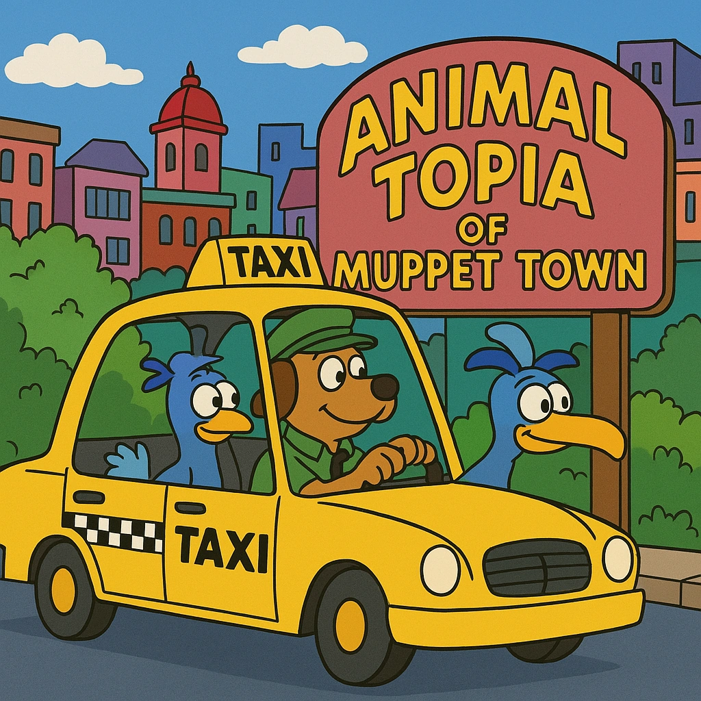 Lyle the Dog Taxi Driver and Mel Bird driving on a taxi cab by ...
