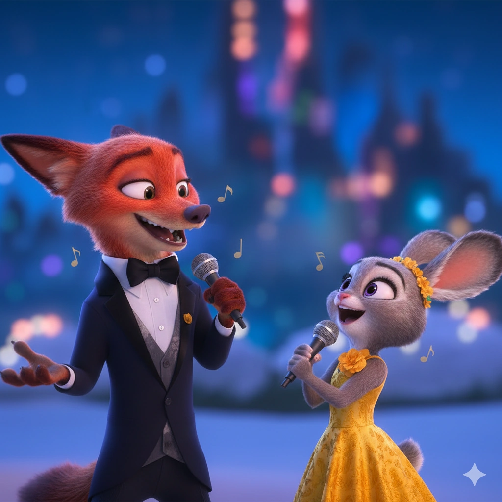 Nick Wilde and Judy Hopps singing "Love is an open Door" by ...