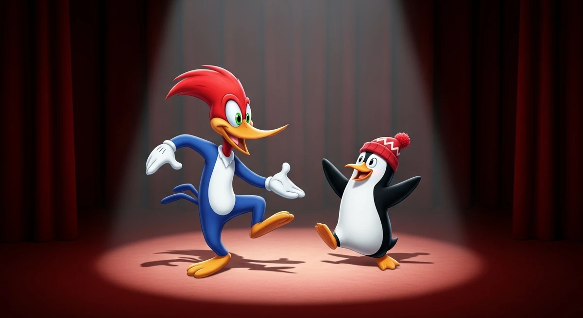 Woody Woodpecker dancing at Chilly Willy in the vaudeville stage by MaxietheFox2005 (DeviantArt ...