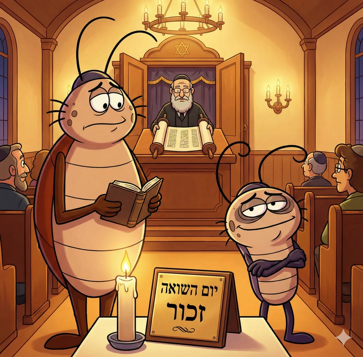 Rube Roach and Reg Roach in yom hashoah blessing at synagogue (Gemini ...