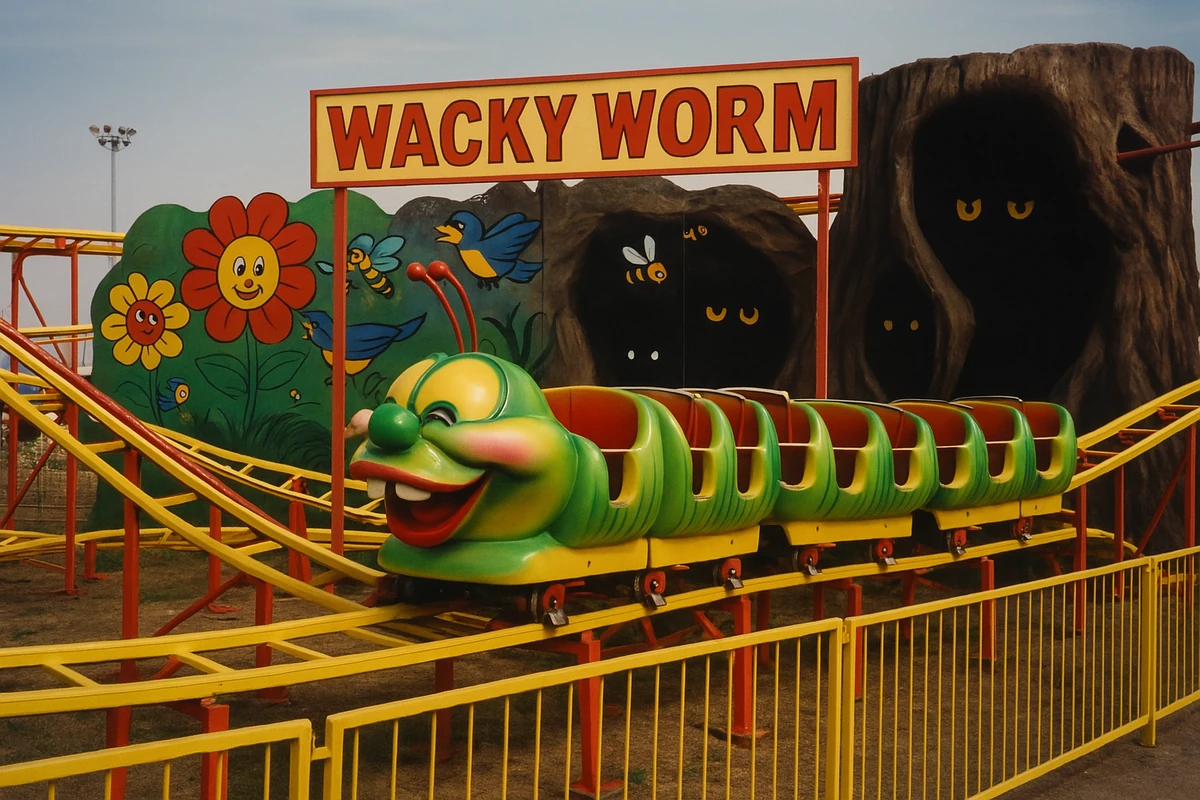 A Wacky Worm themed caterpillar Roller coaster ride (Copilot AI stuff ...