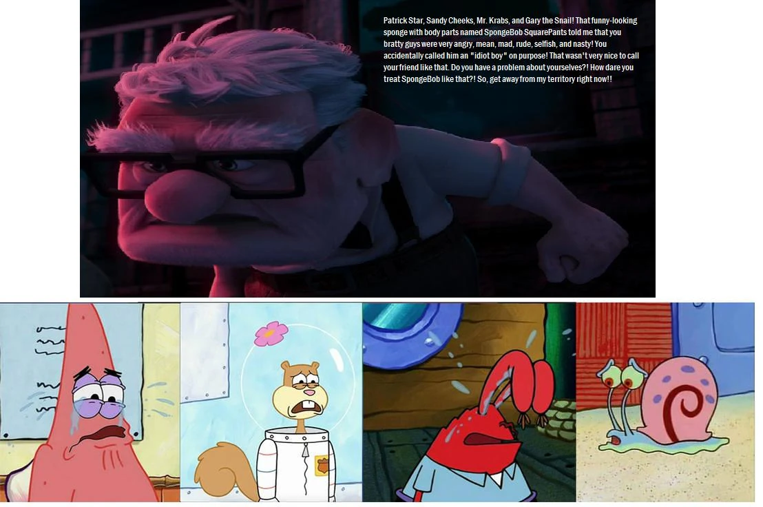 Carl Angry at Patrick Star, Squidward Tentacles, Sandy Cheeks, Mr ...