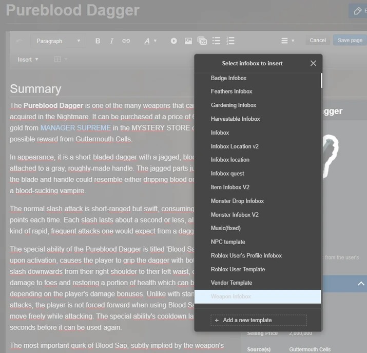 Wiki Editing Guide - Using infoboxes | Fantastic Frontier Roblox Wiki ...