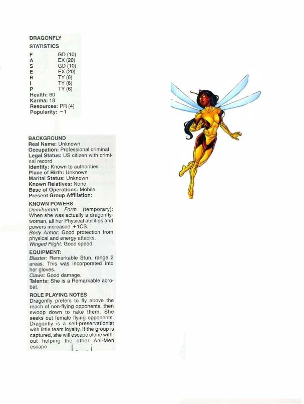 Dragonfly | FASERIP Wiki | Fandom