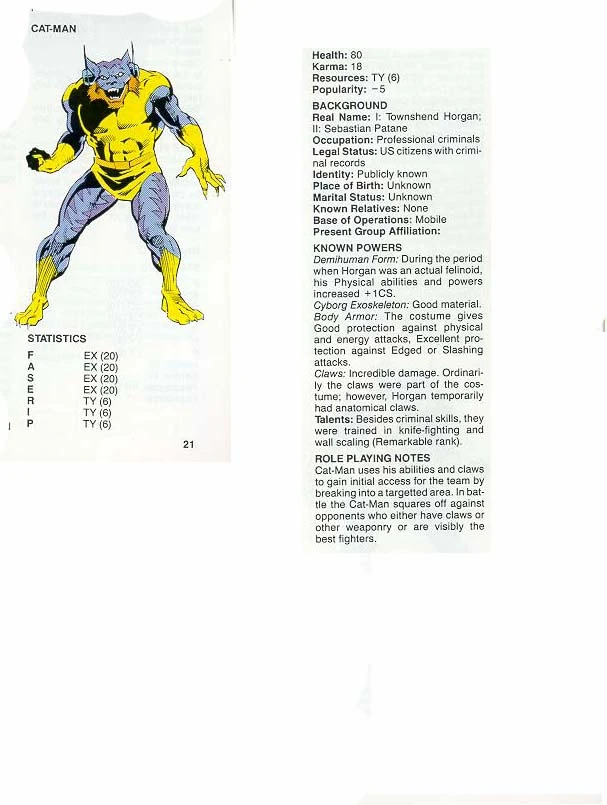 Catman | FASERIP Wiki | Fandom