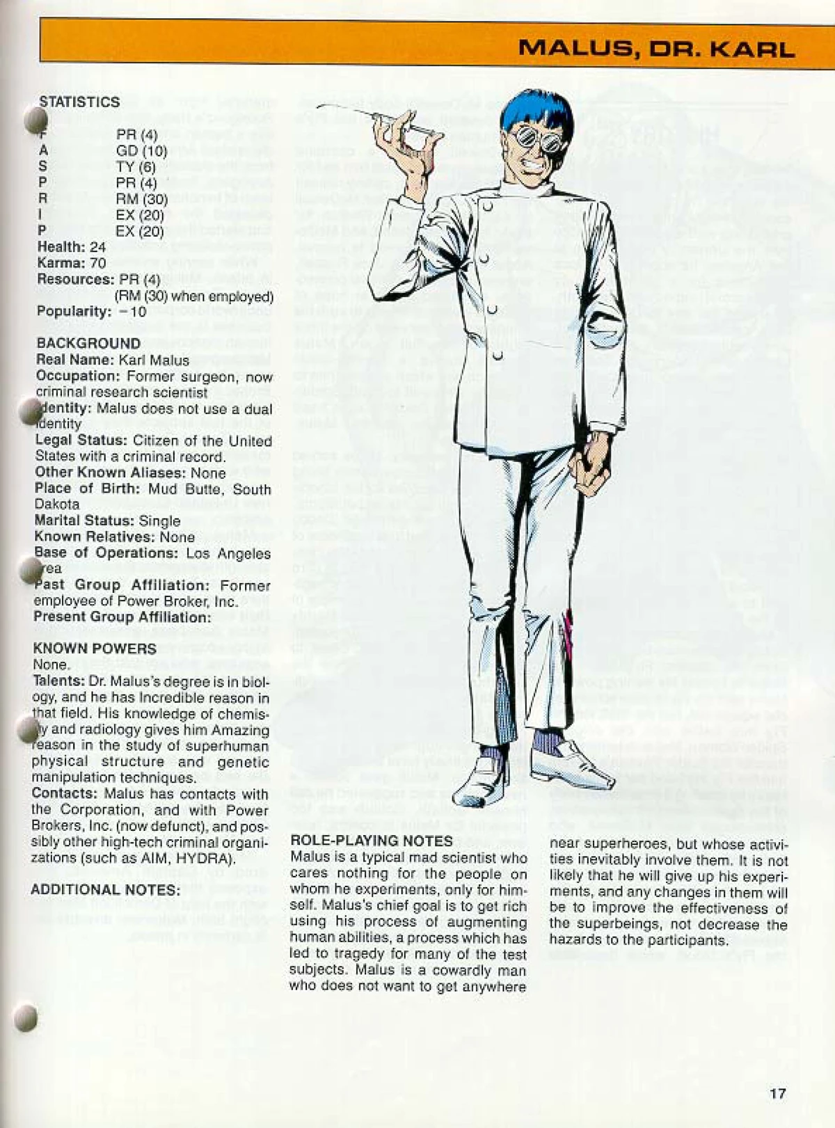 Dr. Malus | FASERIP Wiki | Fandom